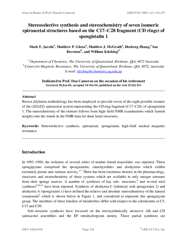 (PDF) Stereoselective synthesis and stereochemistry of seven isomeric ...