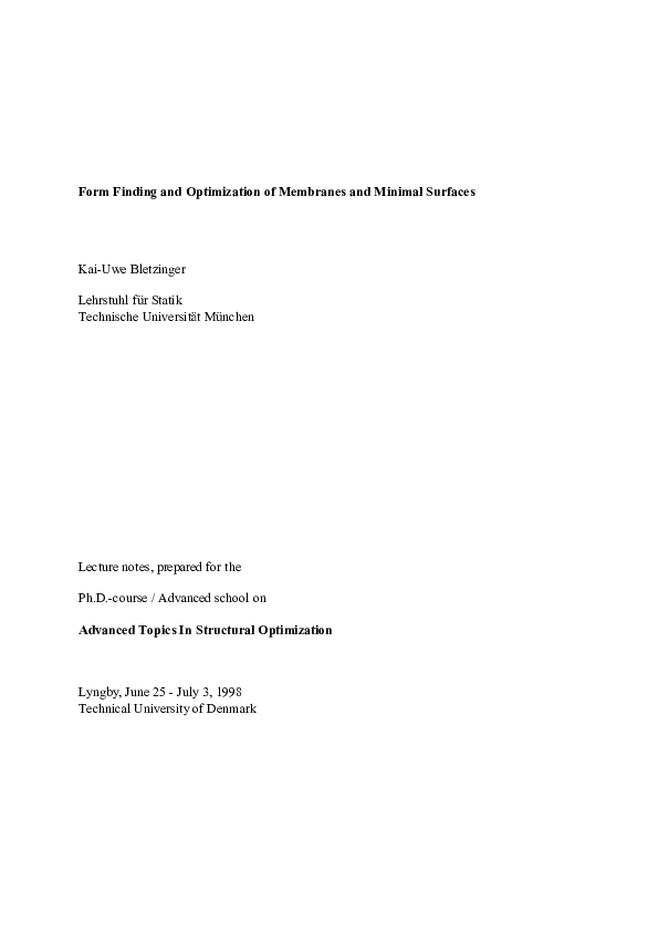 (PDF) Form finding and optimization of membranes and minimal surfaces