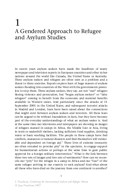 (PDF) A Gendered Approach to Refugee and Asylum Studies