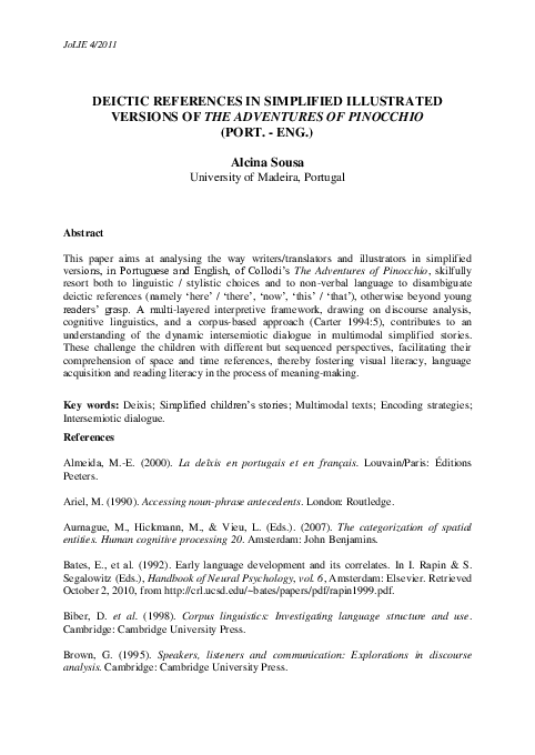 (PDF) Deictic references in simplified illustrated versions of The ...
