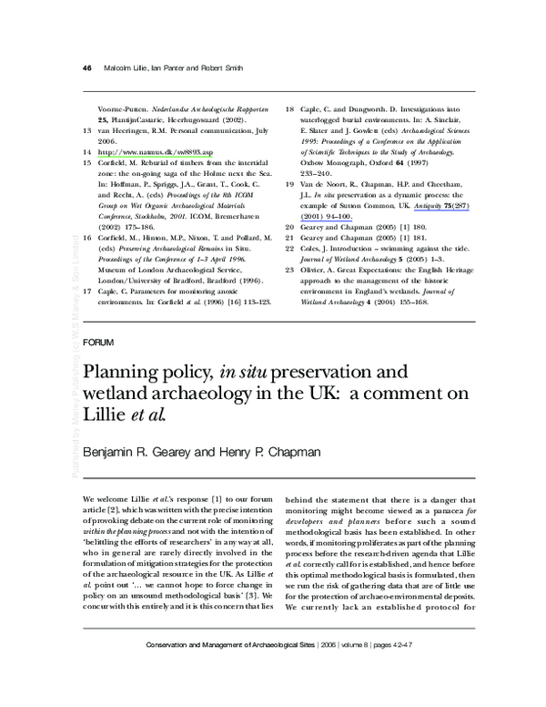 (PDF) Planning policy, in situ preservation and wetland archaeology in ...