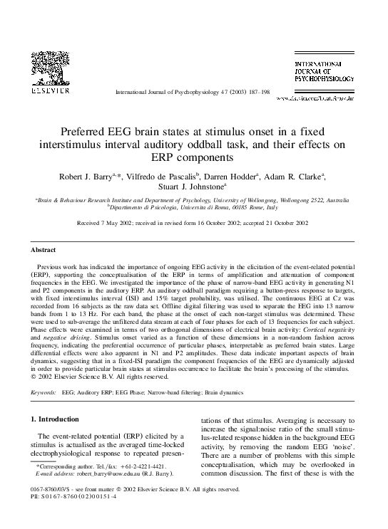 (PDF) Preferred EEG brain states at stimulus onset in a fixed ...