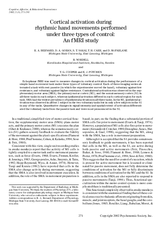 (PDF) Cortical activation during rhythmic hand movements performed ...