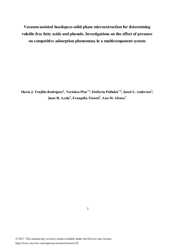 (PDF) Vacuum-assisted headspace solid phase microextraction: Improved ...