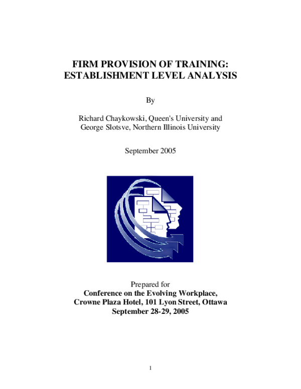 (PDF) Firm Provision of Training: Establishment Level Analysis