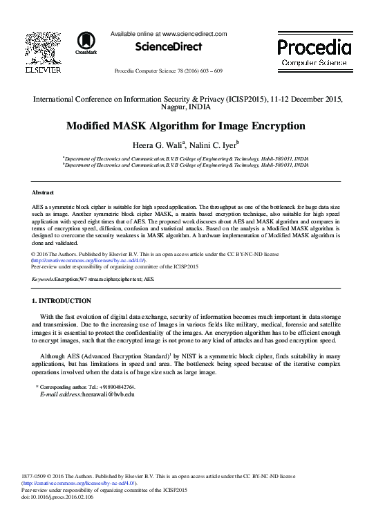 (PDF) Modified MASK Algorithm for Image Encryption