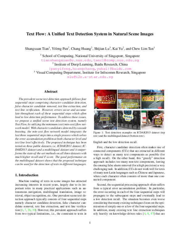 Pdf Text Flow A Unified Text Detection System In Natural Scene Images
