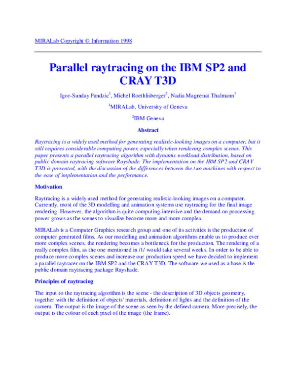 (PDF) Parallel ray tracing on the IBM SP2 and CRAY T3D