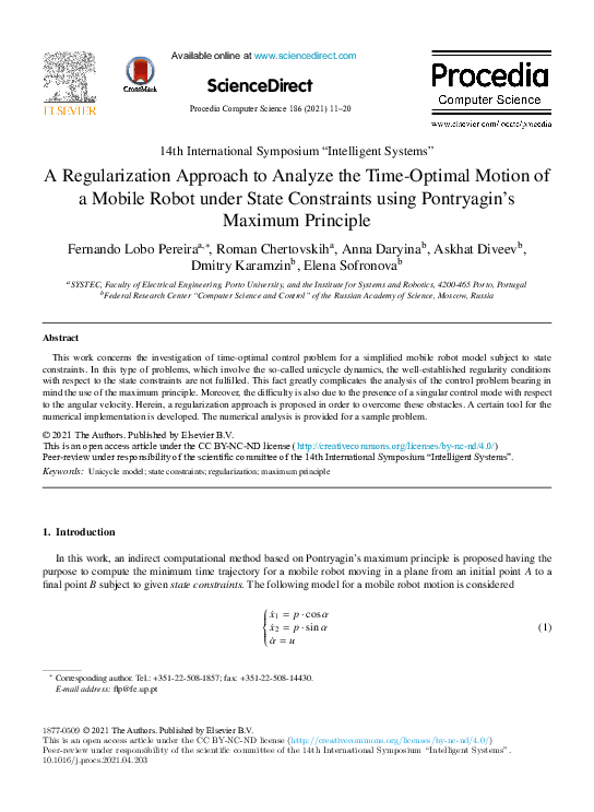 (PDF) A Regularization Approach to Analyze the Time-Optimal Motion of a Mobile Robot under State ...