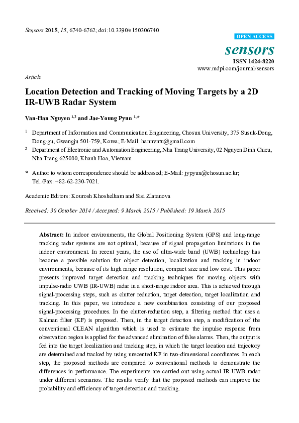 Pdf Location Detection And Tracking Of Moving Targets By A 2d Ir Uwb