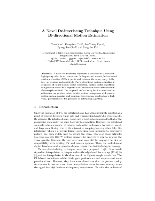 (PDF) A novel de-interlacing technique using bi-directional motion ...