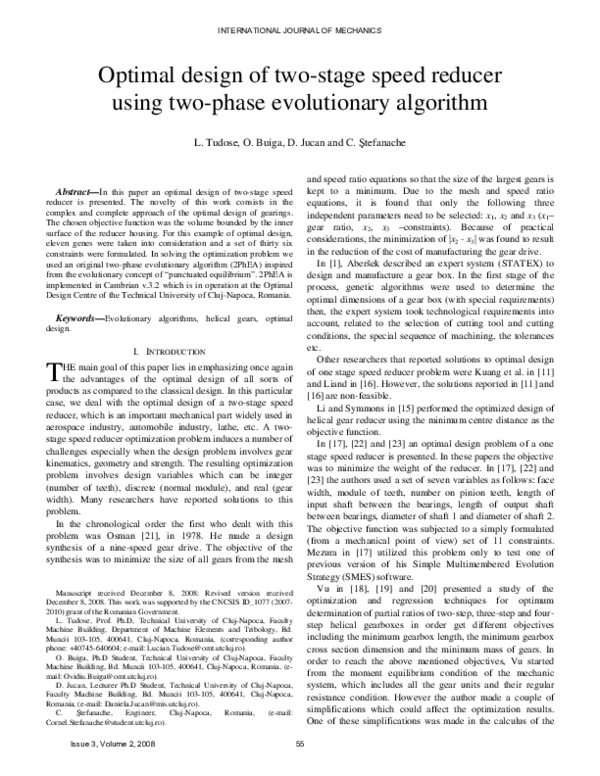 (PDF) Optimal design of two-stage speed reducer using two-phase ...