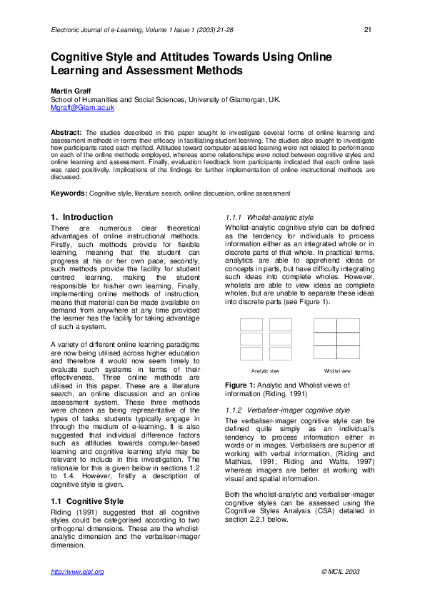 (PDF) Cognitive Style and Attitudes Towards Using Online Learning and ...