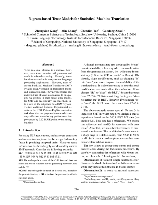 (PDF) N-gram-based tense models for statistical machine translation