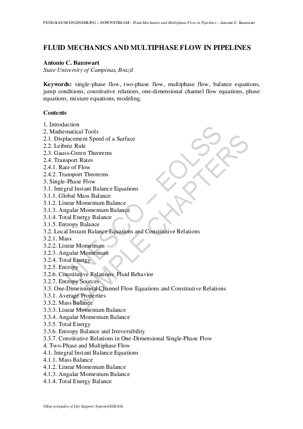 (PDF) Fluid Mechanics and Multiphase Flow in Pipelines