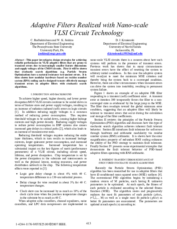 (PDF) Adaptive filters realized with nano-scale VLSI circuit technology