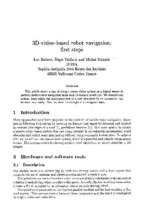 (PDF) 3D-vision-based robot navigation: First steps