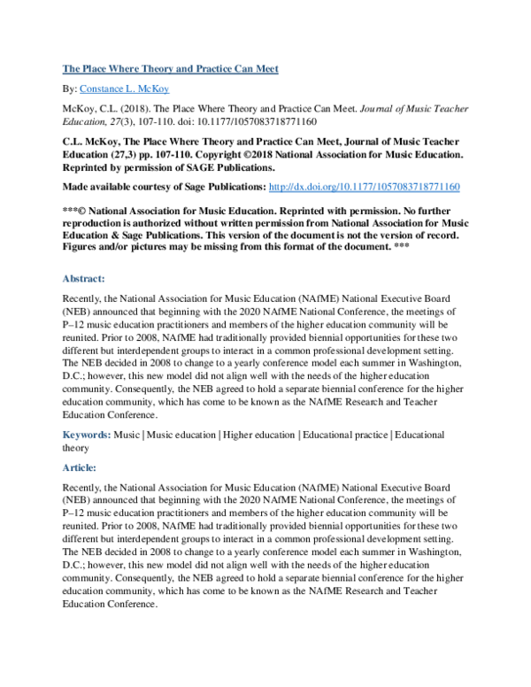 (PDF) The Place Where Theory and Practice Can Meet