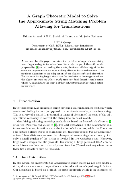(PDF) A graph-theoretic model to solve the approximate string matching problem allowing for ...