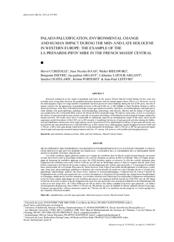 (PDF) Palaeo-paludification, environmental change and human impact ...
