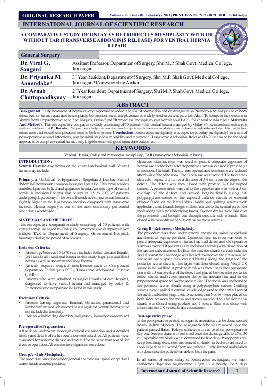 (PDF) A Comparative Study of Onlay vs Retrorectus Meshplasty with or ...