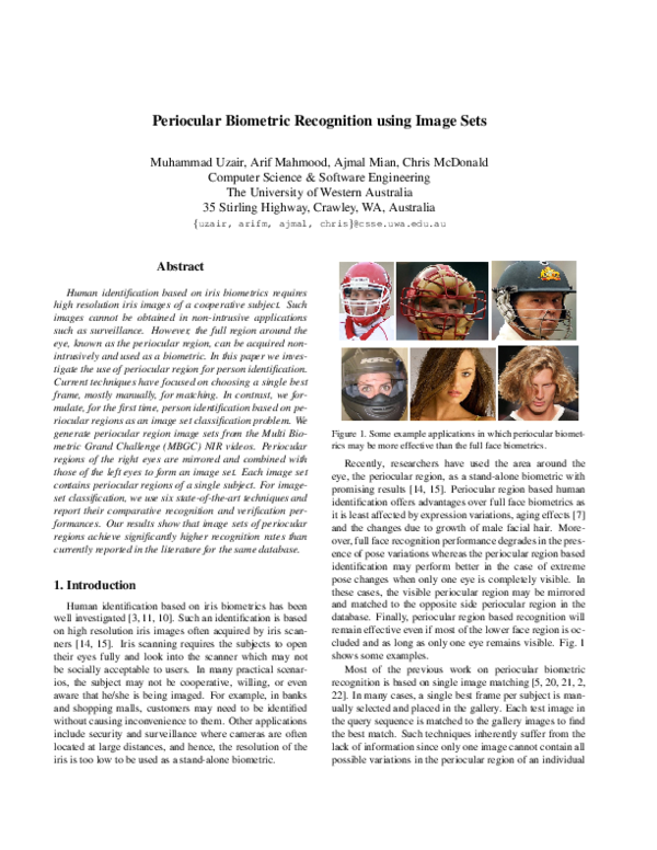 (PDF) Periocular biometric recognition using image sets