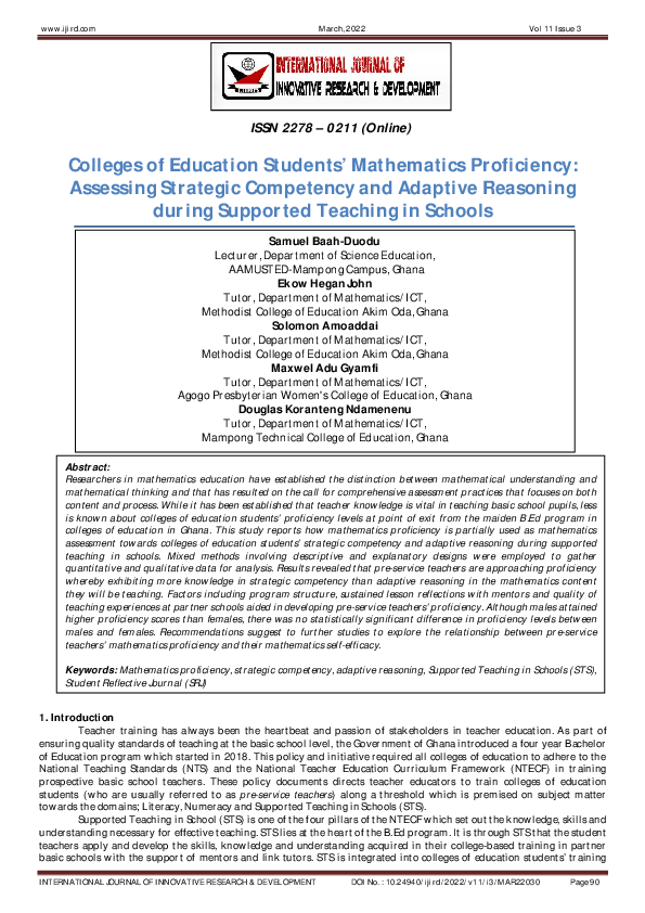 (PDF) Mathematical proficiency