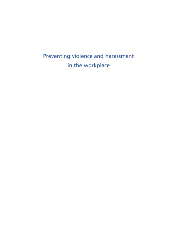 (PDF) Preventing violence and harassment in the workplace