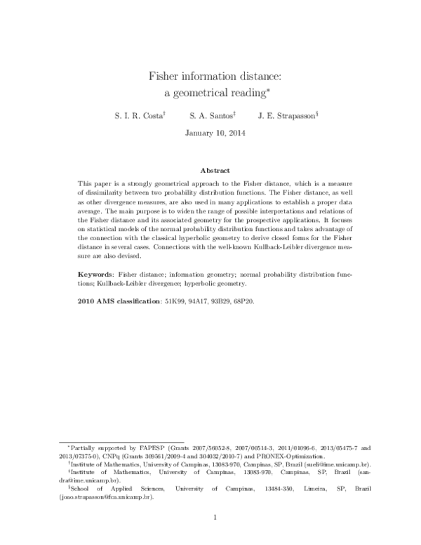 (PDF) Fisher information matrix and hyperbolic geometry