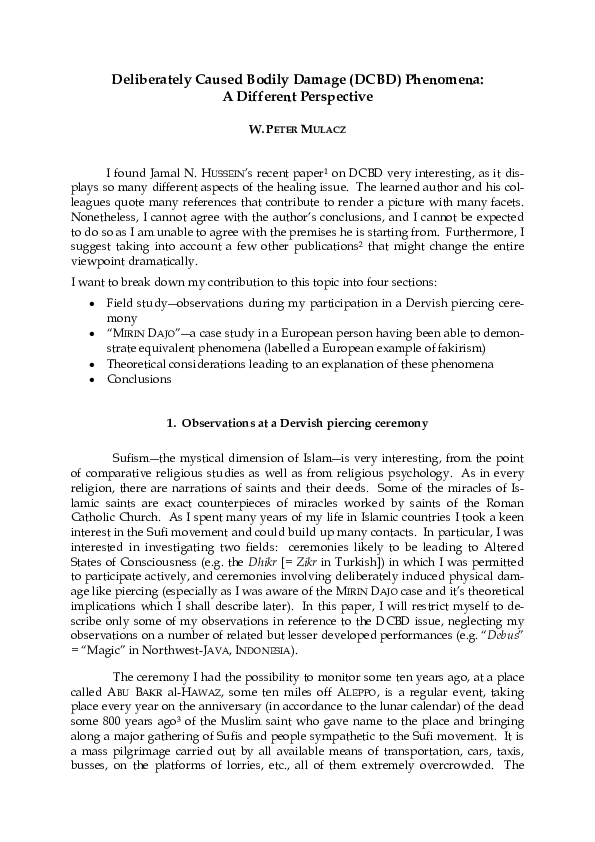 (PDF) Deliberately Caused Bodily Damage ( DCBD ) Phenomena : A ...