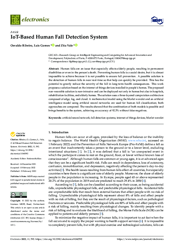 (PDF) IoT-Based Human Fall Detection System