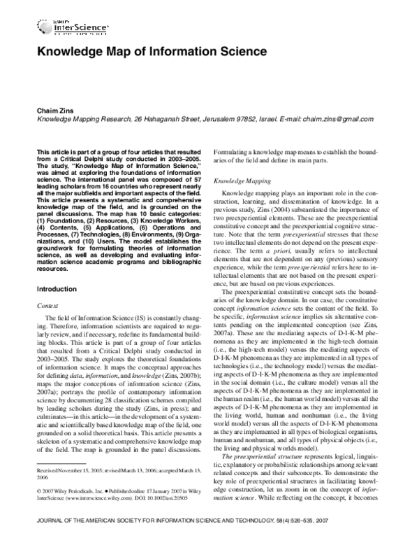 (PDF) Knowledge map of information science