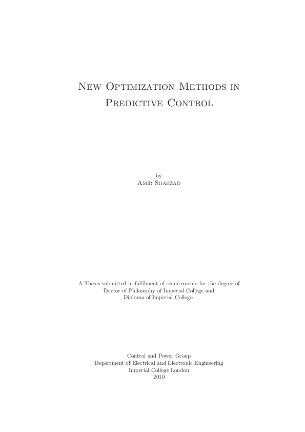 (PDF) New optimization methods in predictive control