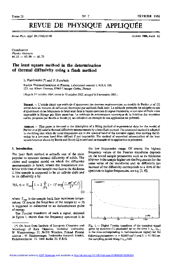 (PDF) Fitting Method for Thermal Diffusivity via Flash