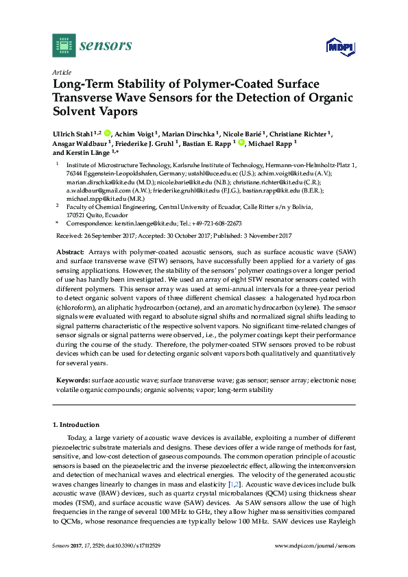 (PDF) Long-Term Stability of Polymer-Coated Surface Transverse Wave ...