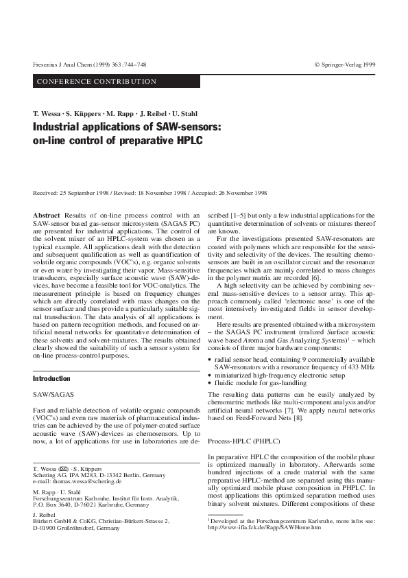 (PDF) Industrial applications of SAW-sensors: on-line control of ...