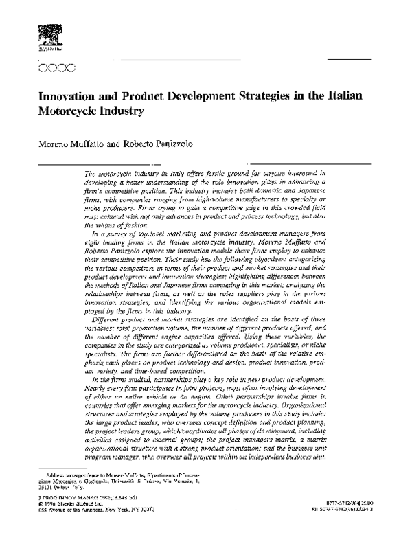 (PDF) Innovation and Product Development Strategies in the Italian ...