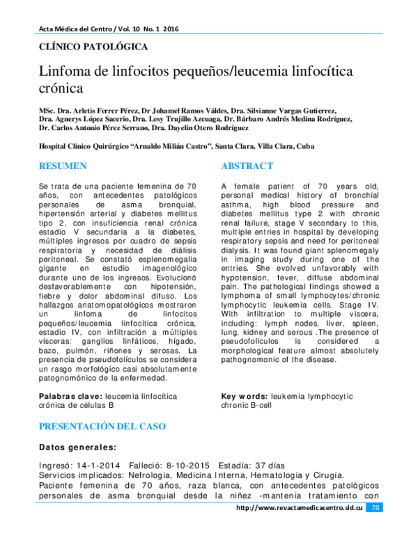 (PDF) Linfoma de linfocitos pequeños/leucemia linfocítica crónica