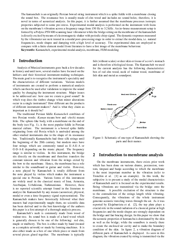 (PDF) Modal Analysis of the Persian Music Instrument Kamancheh: Finite ...