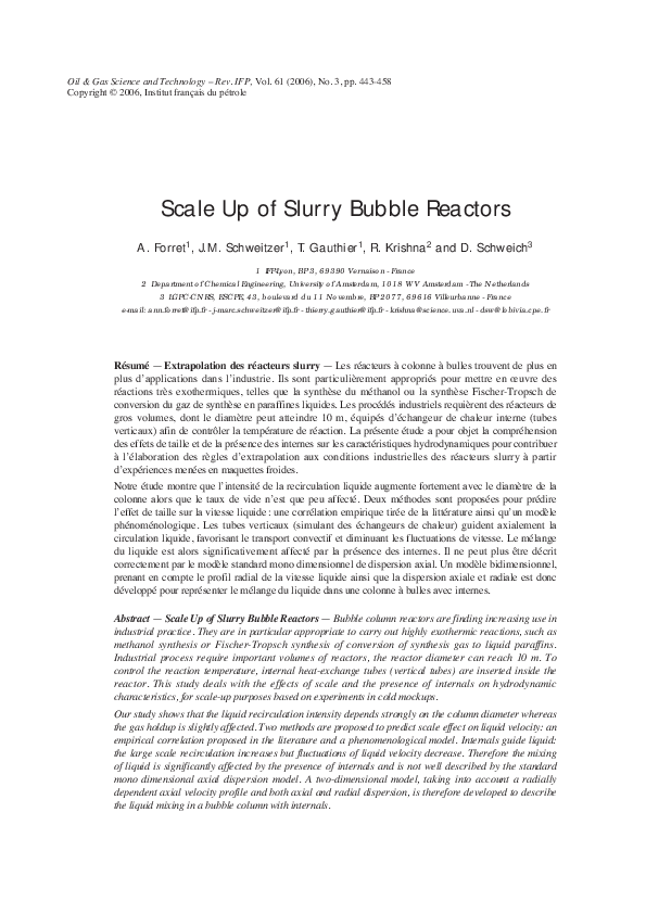 (PDF) Scale Up of Slurry Bubble Reactors