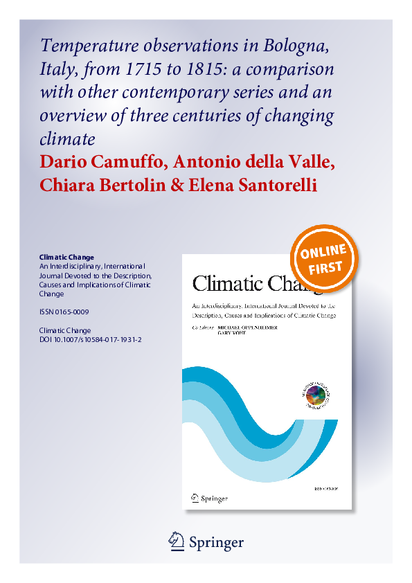 (PDF) Temperature observations in Bologna, Italy, from 1715 to 1815; a ...