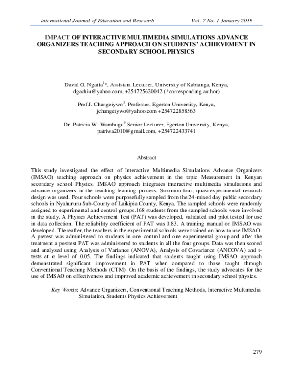 (PDF) Impact of Interactive Multimedia Simulations Advance Organizers Teaching Approach on ...