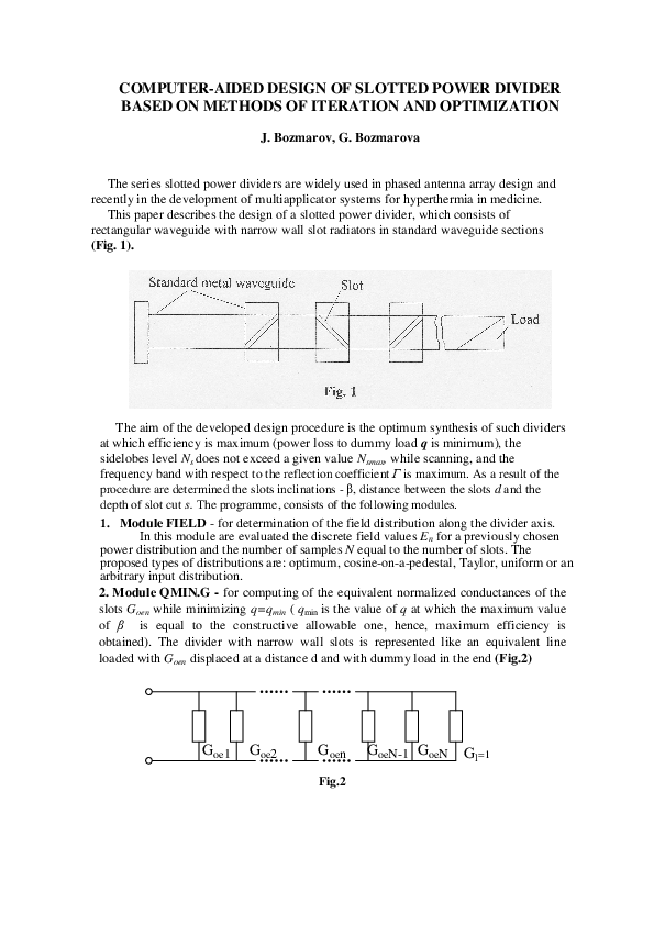 (PDF) Computer-Aided Design of Slotted Power Divider Based on Methods of Iteration and Optimization