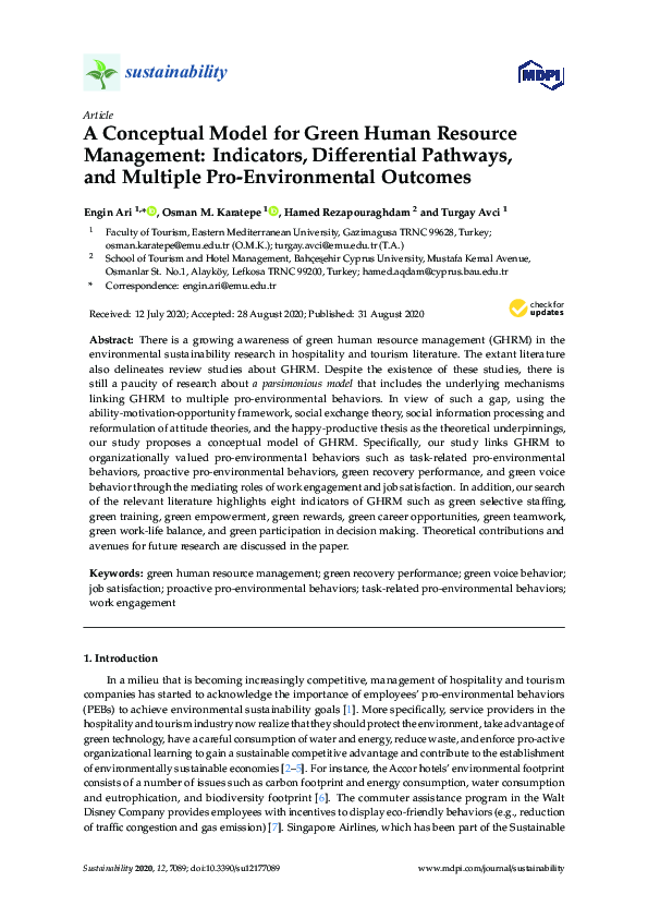 (PDF) A Conceptual Model for Green Human Resource Management ...