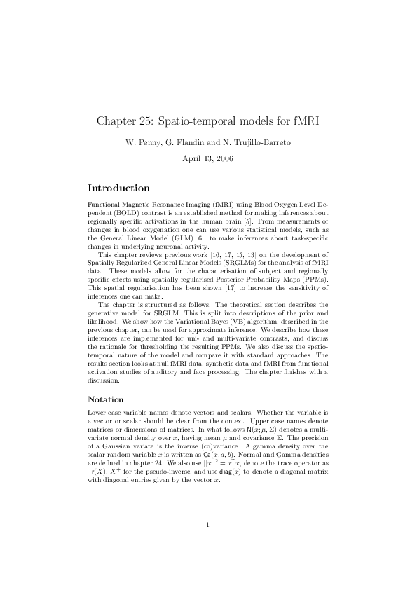 (PDF) Spatio-temporal models for fMRI | William Penny - Academia.edu
