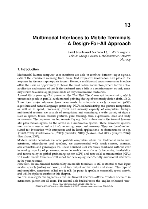 (PDF) Multimodal Interfaces to Mobile Terminals – A Design-For-All Approach