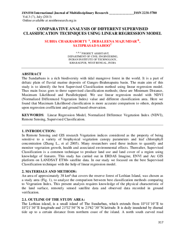 (PDF) Comparative analysis of different supervised classification techniques using linear ...