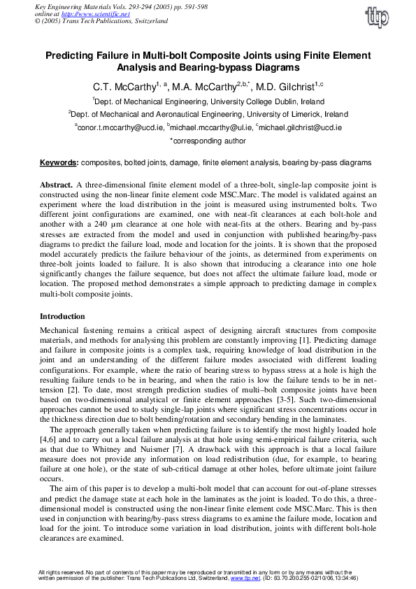(PDF) Predicting Failure in Multi-Bolt Composite Joints Using Finite Element Analysis and ...