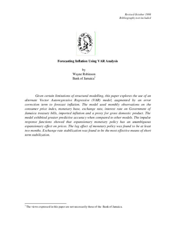 (PDF) Forecasting Inflation Using VAR Analysis by