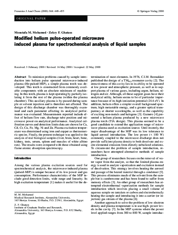 (PDF) He-Pulsed-MIP for Liquid Sample Analysis